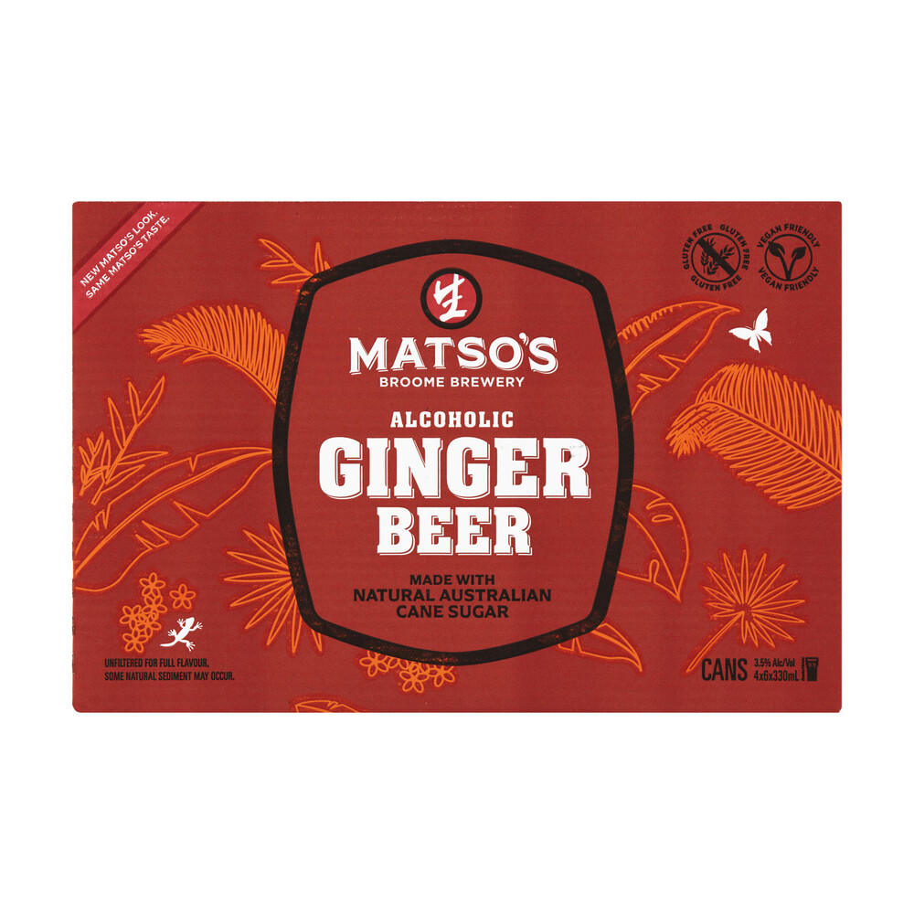 Buy Matso's Ginger Beer Can 330ml 24 Pack | Coles