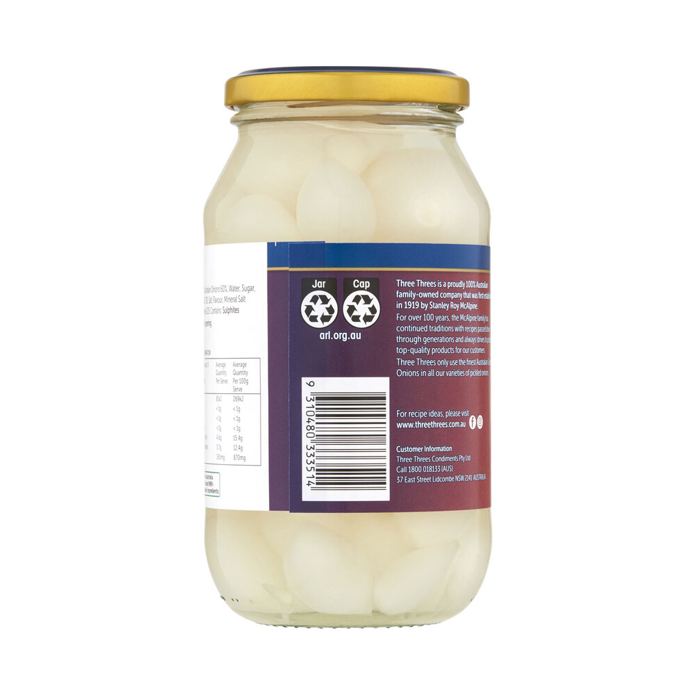 Buy Three Threes White Pickled Australian Onions 520g | Coles