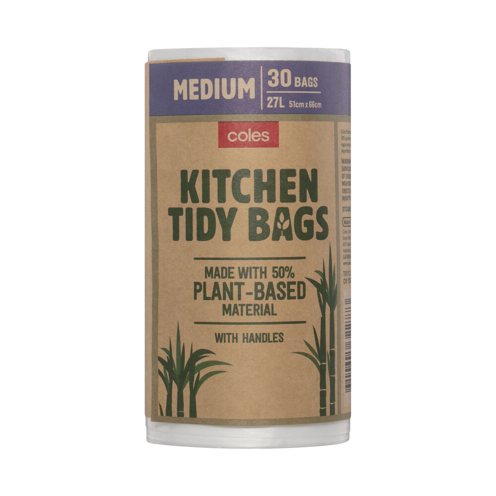 Buy Coles Plant Based Kitchen Tidy Bags Medium 30 pack | Coles