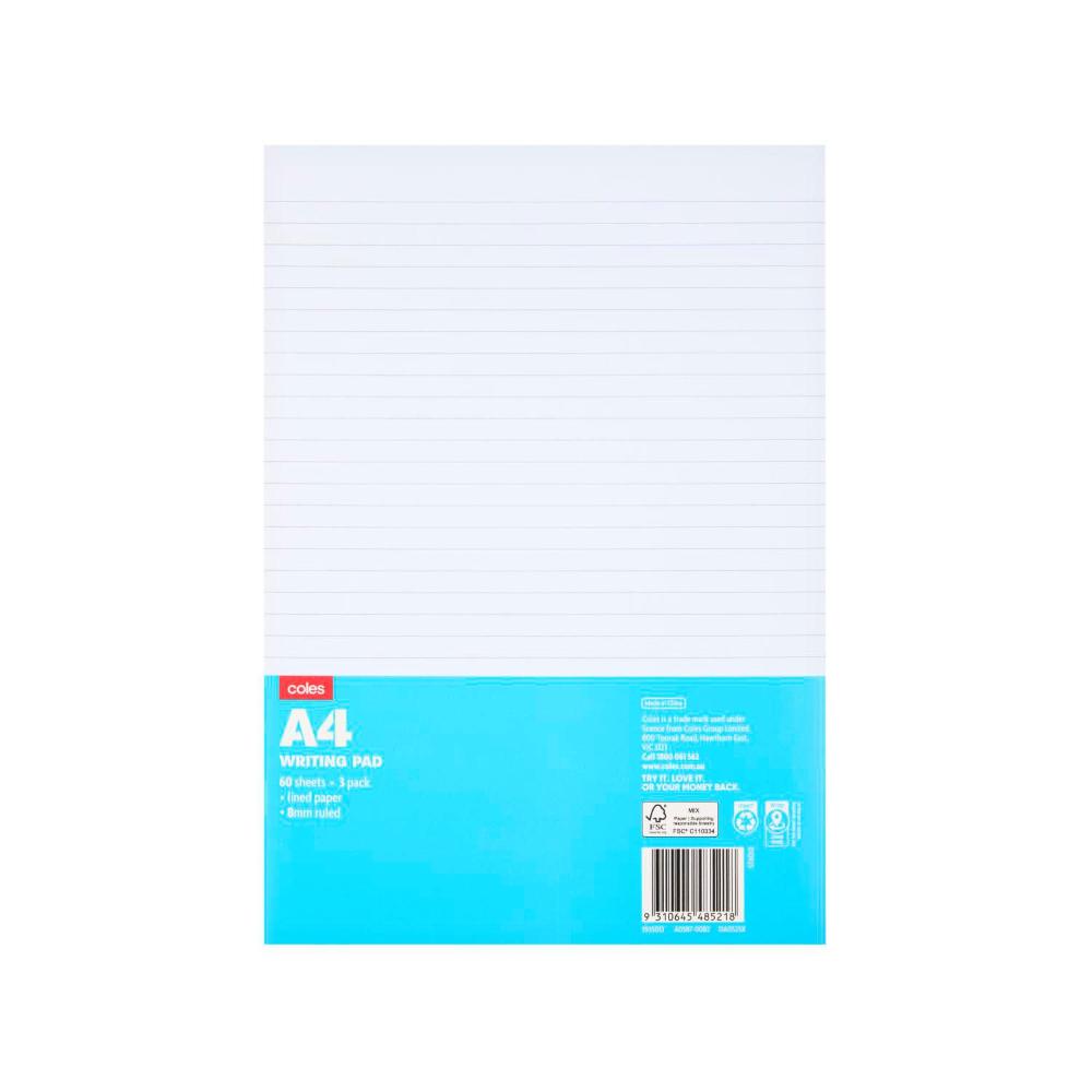 Buy Coles A4 Writing Pad 3 Pack | Coles