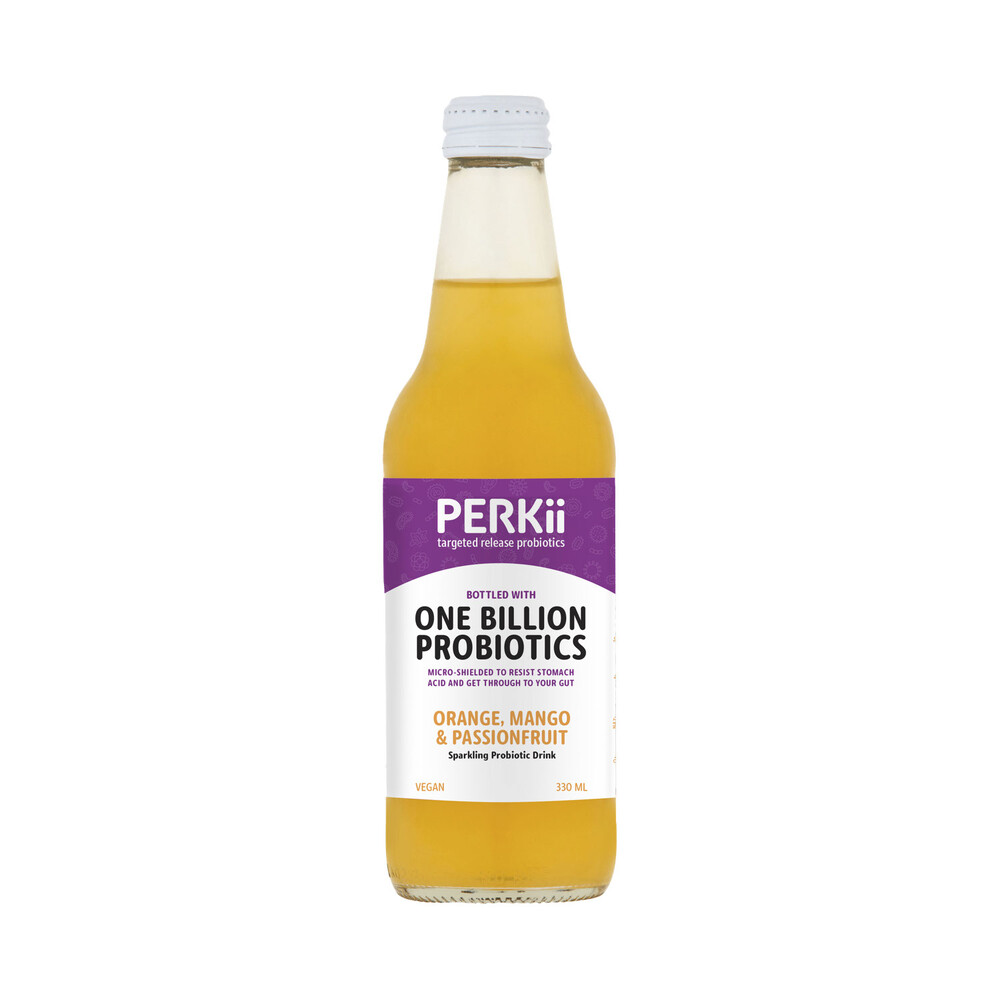 Buy Perkii Sparkling Probiotic Drink Orange Mango Passionfruit 330mL ...