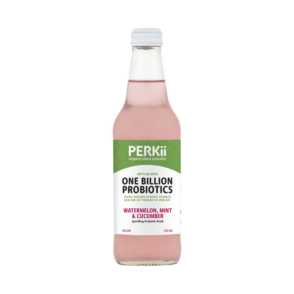 Buy Perkii Sparkling Probiotic Drink Watermelon Mint Cucumber 330mL | Coles