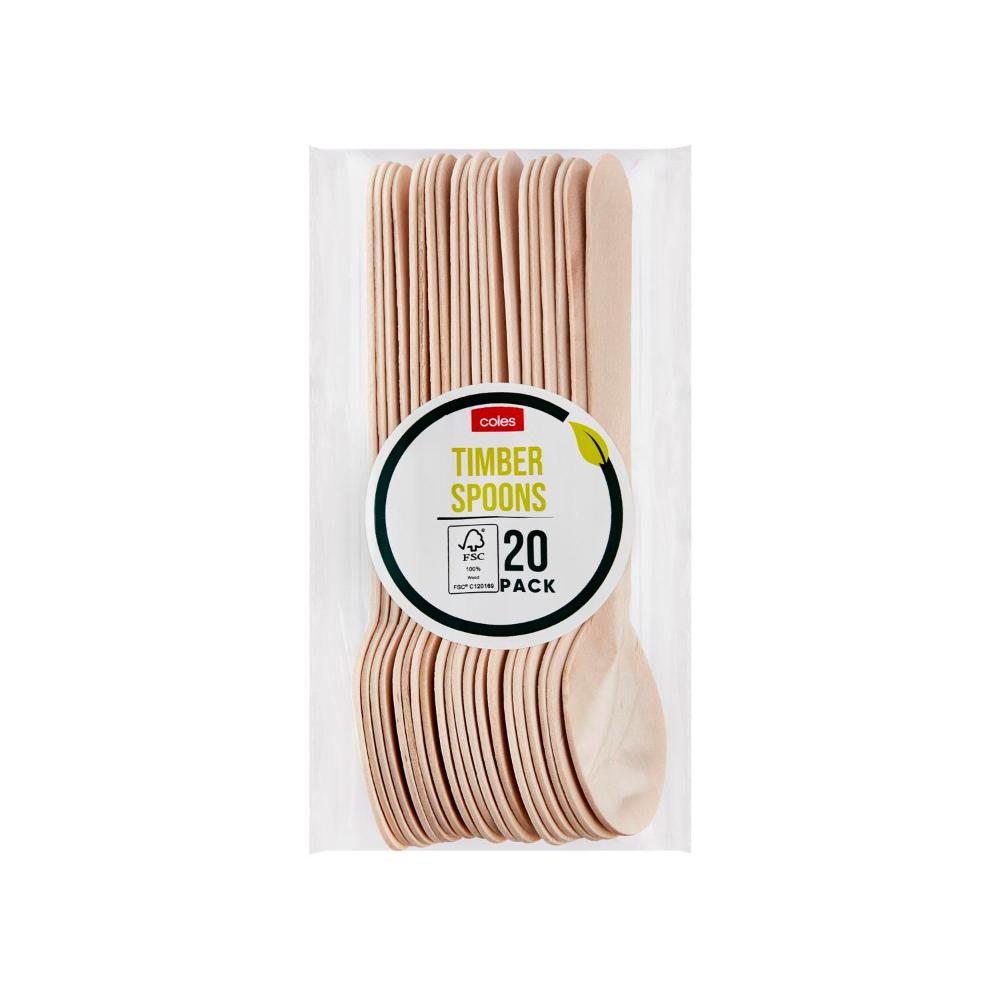 Buy Coles Timber Spoons 20 pack | Coles