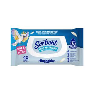 Buy Sorbent Hypo Allergenic Flushable Wipes Toilet Tissue 40 pack | Coles