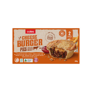 Calories in Coles Cheeseburger Pies 2 pack calcount
