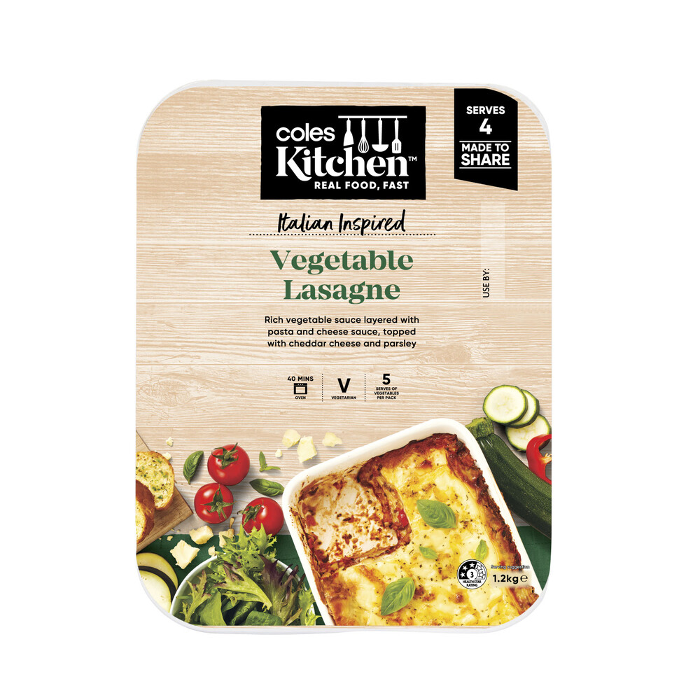 Buy Coles Kitchen Family Vegetable Lasagne 1.2Kg | Coles