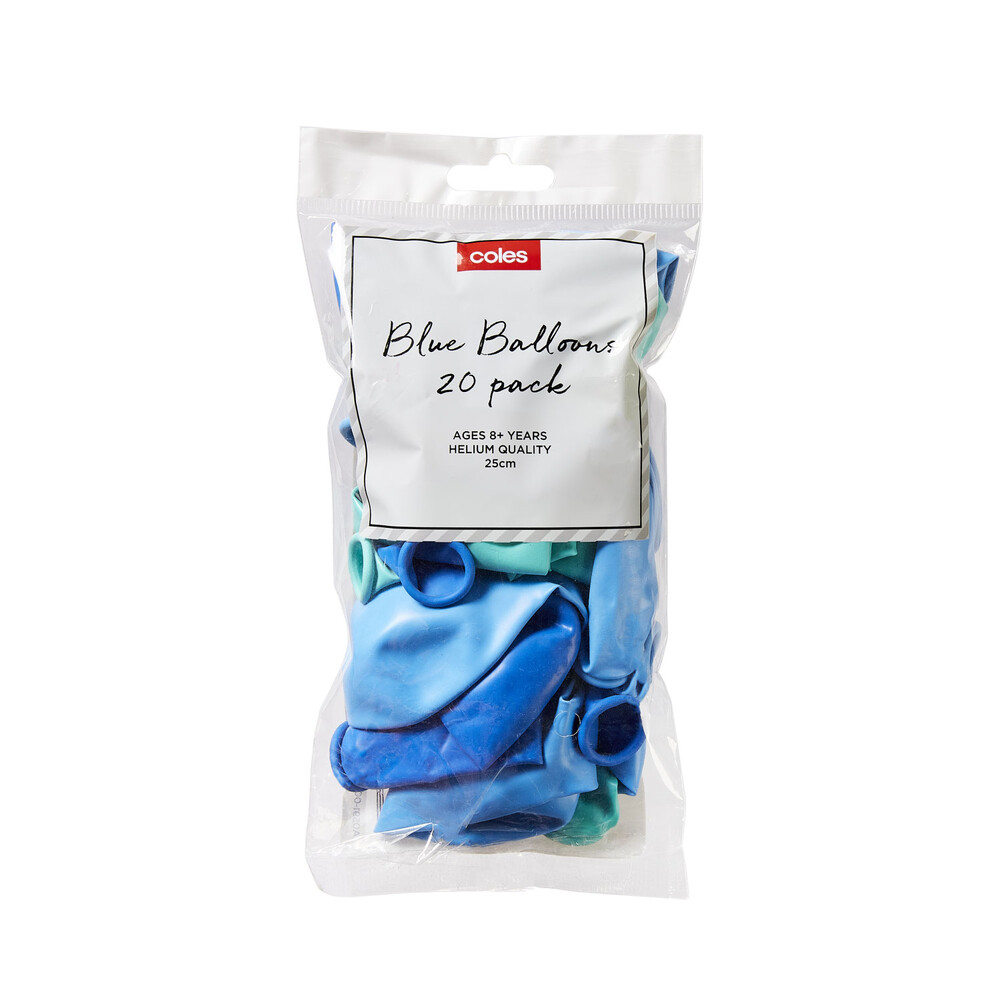Buy Coles Blue Colour Balloons 20 pack | Coles