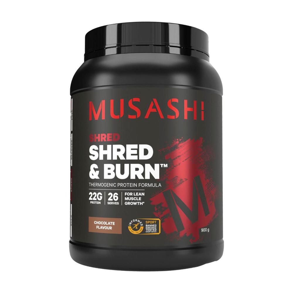Buy Musashi Shred & Burn Protein Powder Chocolate Milkshake 900g | Coles