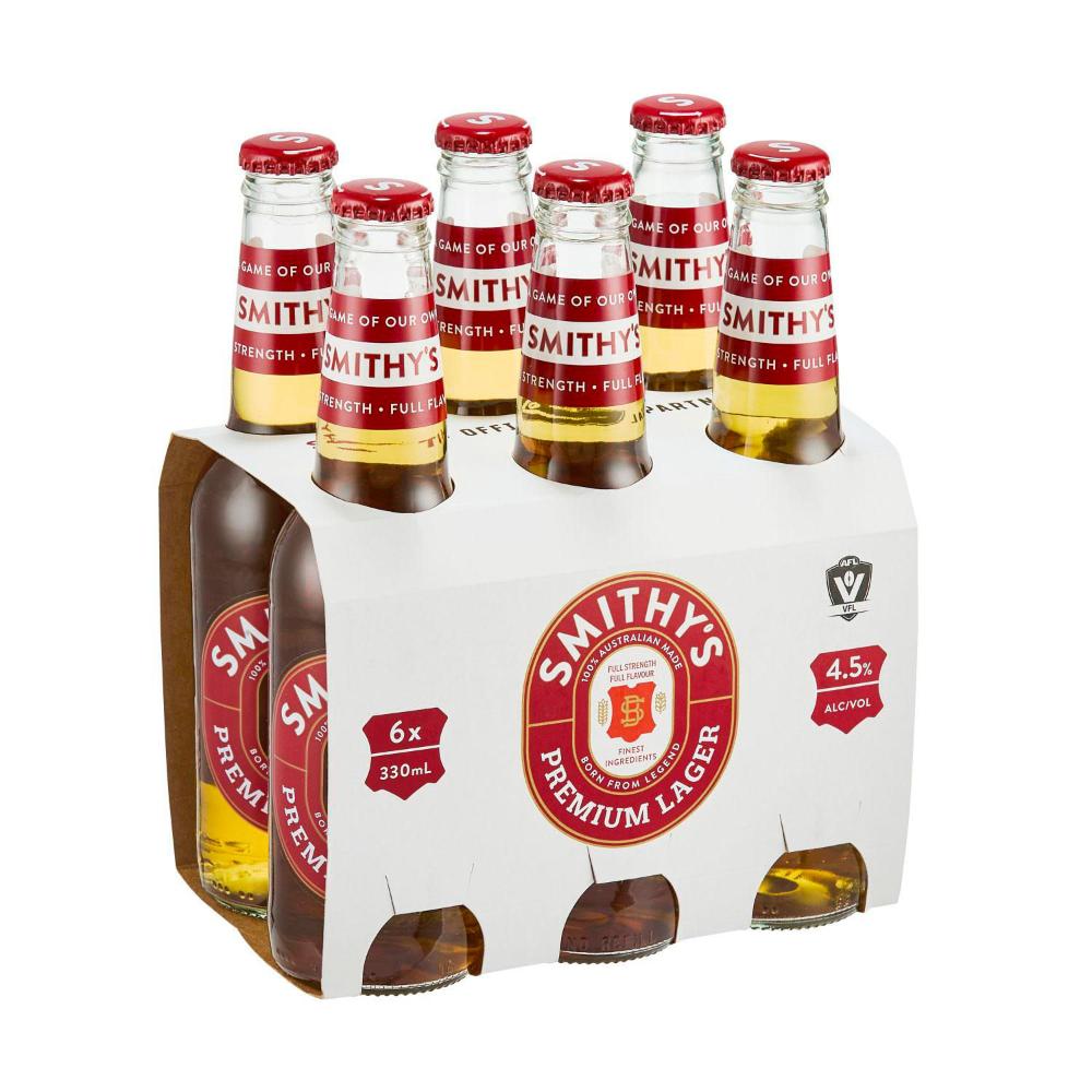 Buy Smithy's Premium Lager Bottle 330ml 6 Pack | Coles