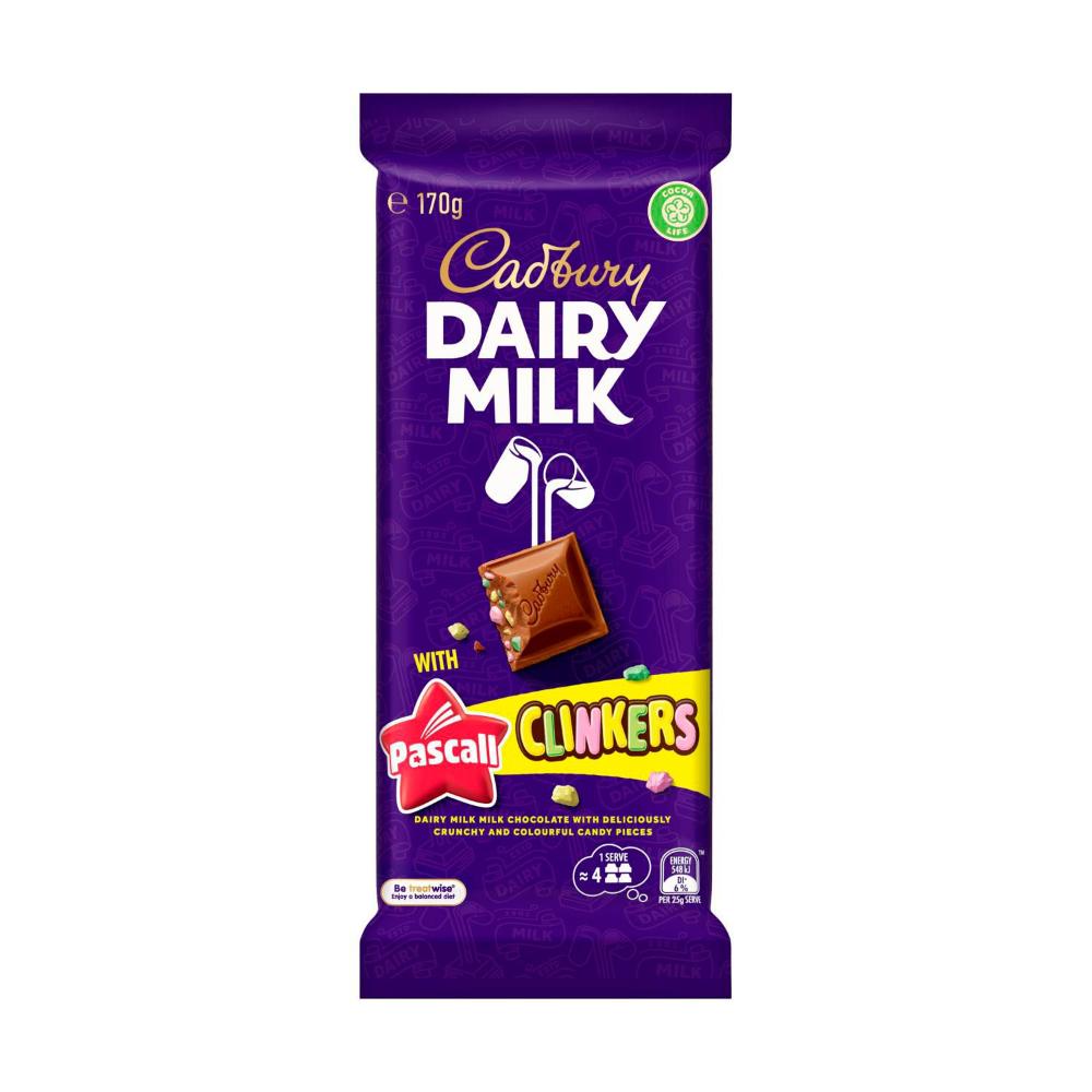 Buy Cadbury Dairy Milk Pascall Clinkers Chocolate Block 180g | Coles