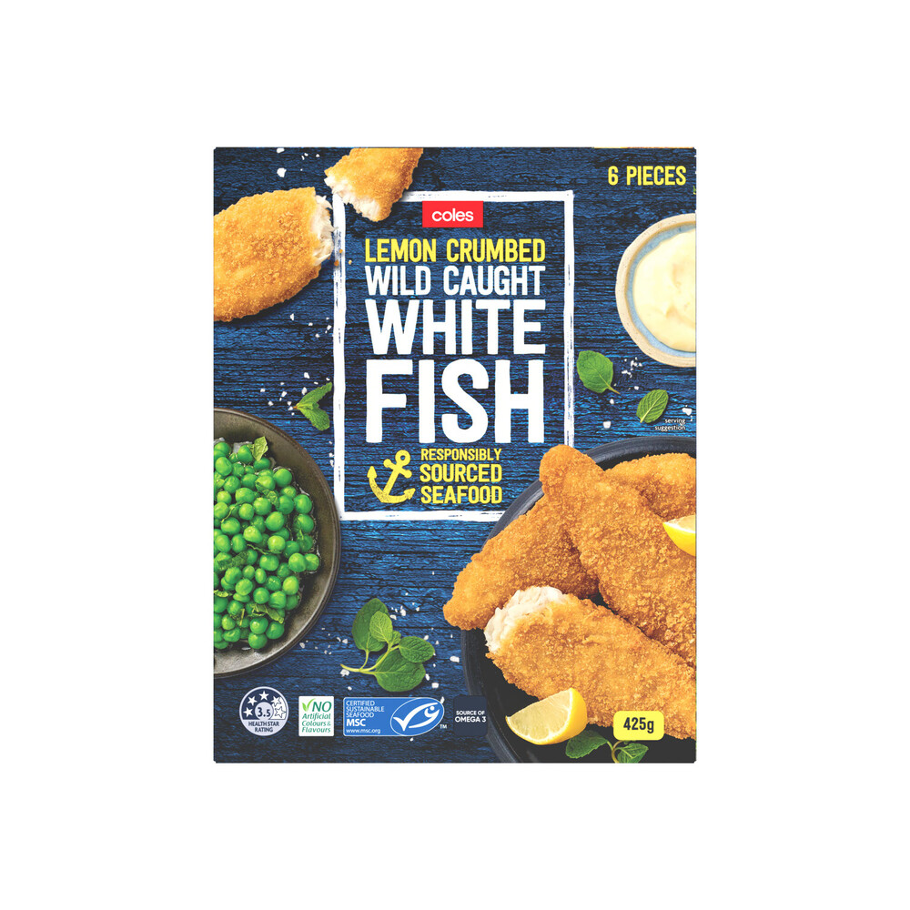 Buy Coles Frozen Fish Fillet Lemon Flavoured Crumb 425g | Coles