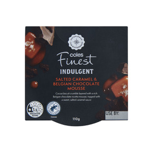 Calories in Coles Finest Salted Caramel & Belgian Chocolate Mousse calcount