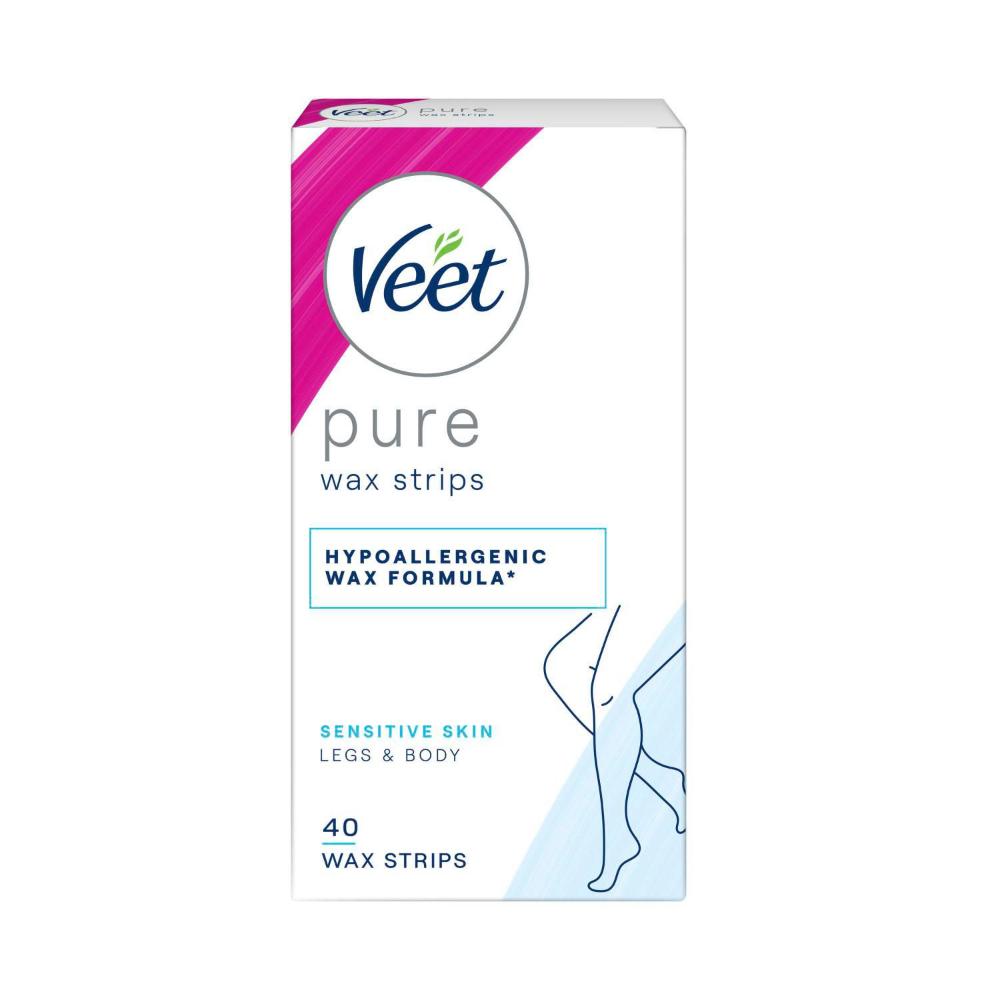 Buy Veet Pure Hair Removal Cold Wax Strips Legs And Body 40 pack | Coles