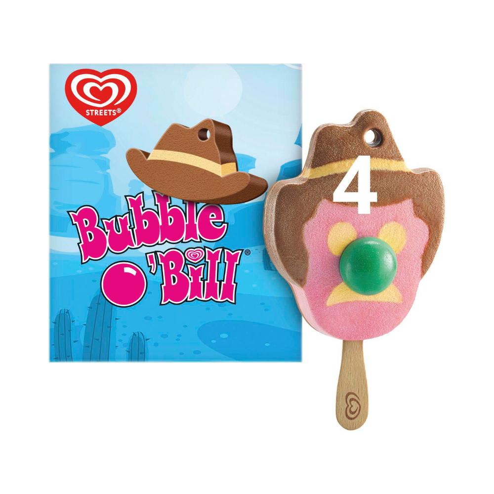 Buy Bubble O Bill Ice Cream Strawberry Chocolate & Caramel 4 Pack 404mL | Coles