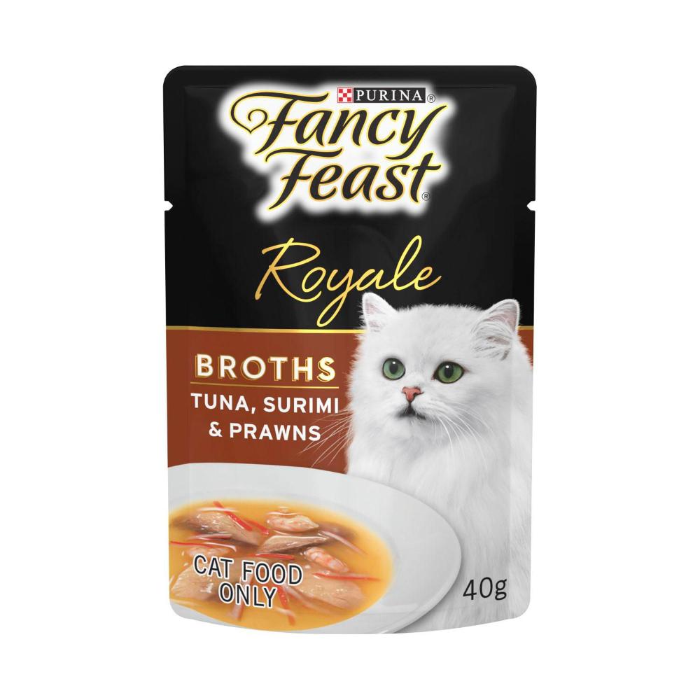 Buy Fancy Feast Royale Broths Tuna Surimi & Prawn Cat Food 4x40g 4 pack ...