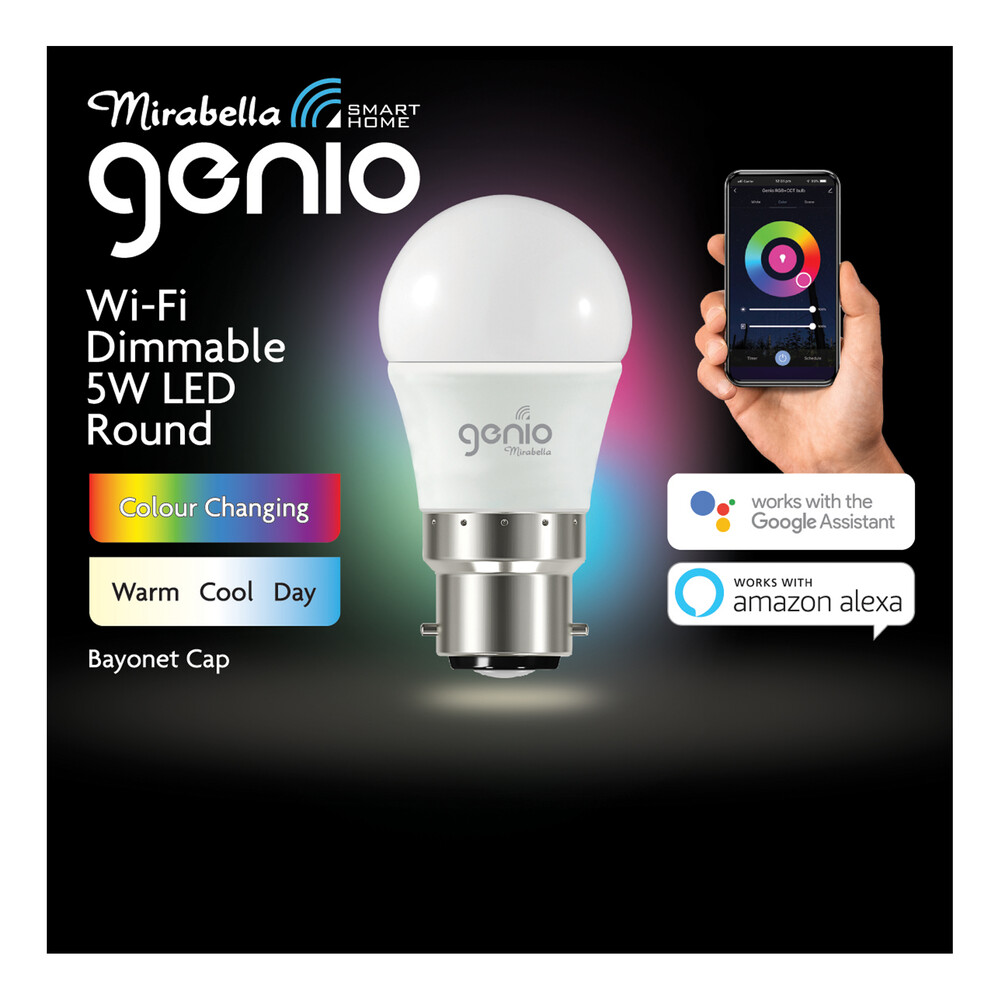 Buy Mirabella Genio Fancy Round Wifi 5W Bc 470LM 2700K-6500K 1 pack | Coles