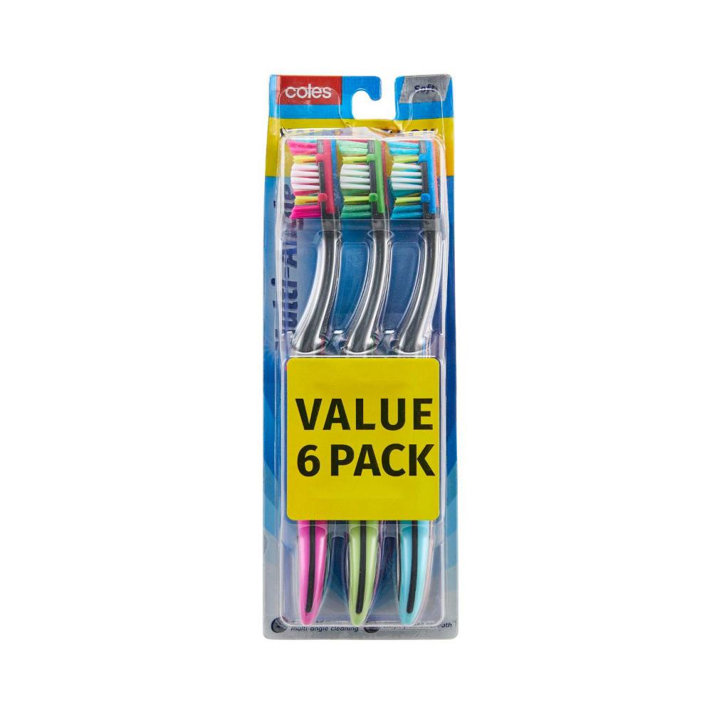 Buy Coles Multi Angle Soft Toothbrushes 6 pack | Coles