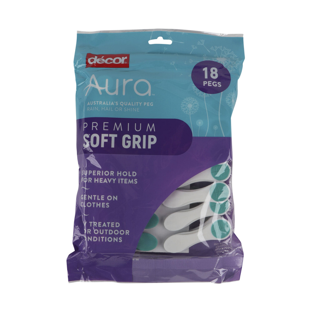 Buy Aura Premium Soft Grip Peg 18 pack | Coles