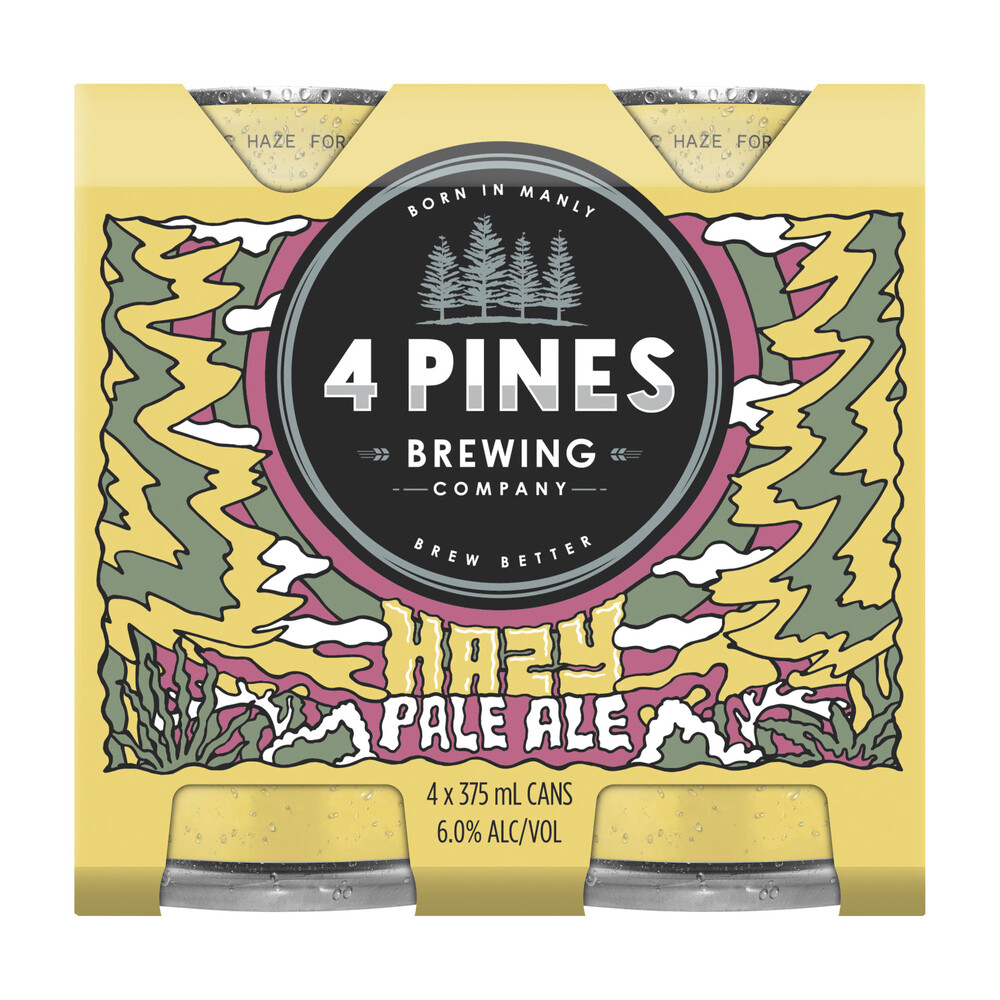 Buy 4 Pines Brewing Hazy Pale Ale Can 375ml 4 Pack | Coles