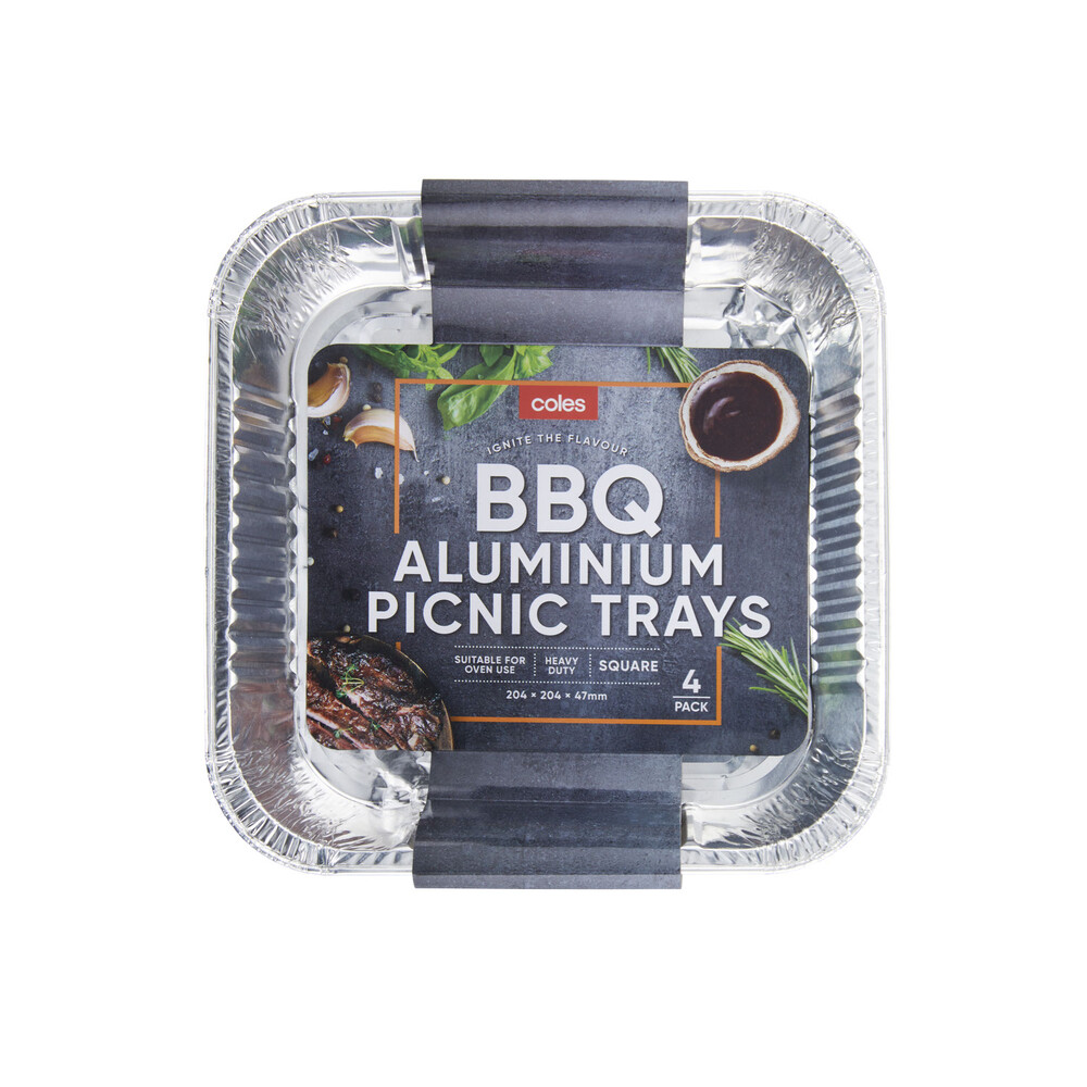 Buy Coles BBQ Aluminium Picnic Trays 4 pack | Coles
