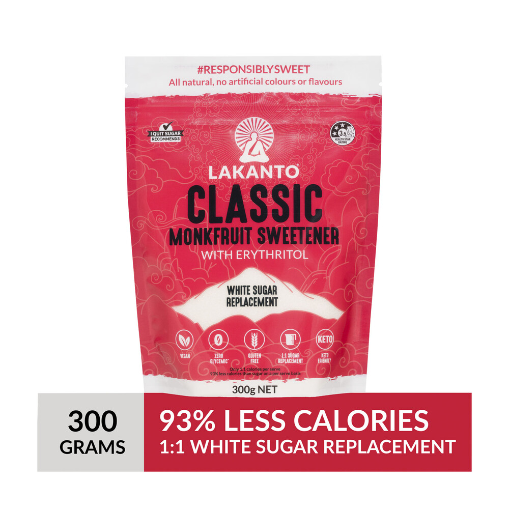 Buy Lakanto Classic Monkfruit Sweetener White Sugar Replacement 300g ...