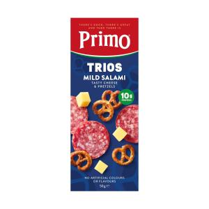 Buy Primo Trios Mild Salami Pretzels & Tasty Cheese Cubes 50g | Coles