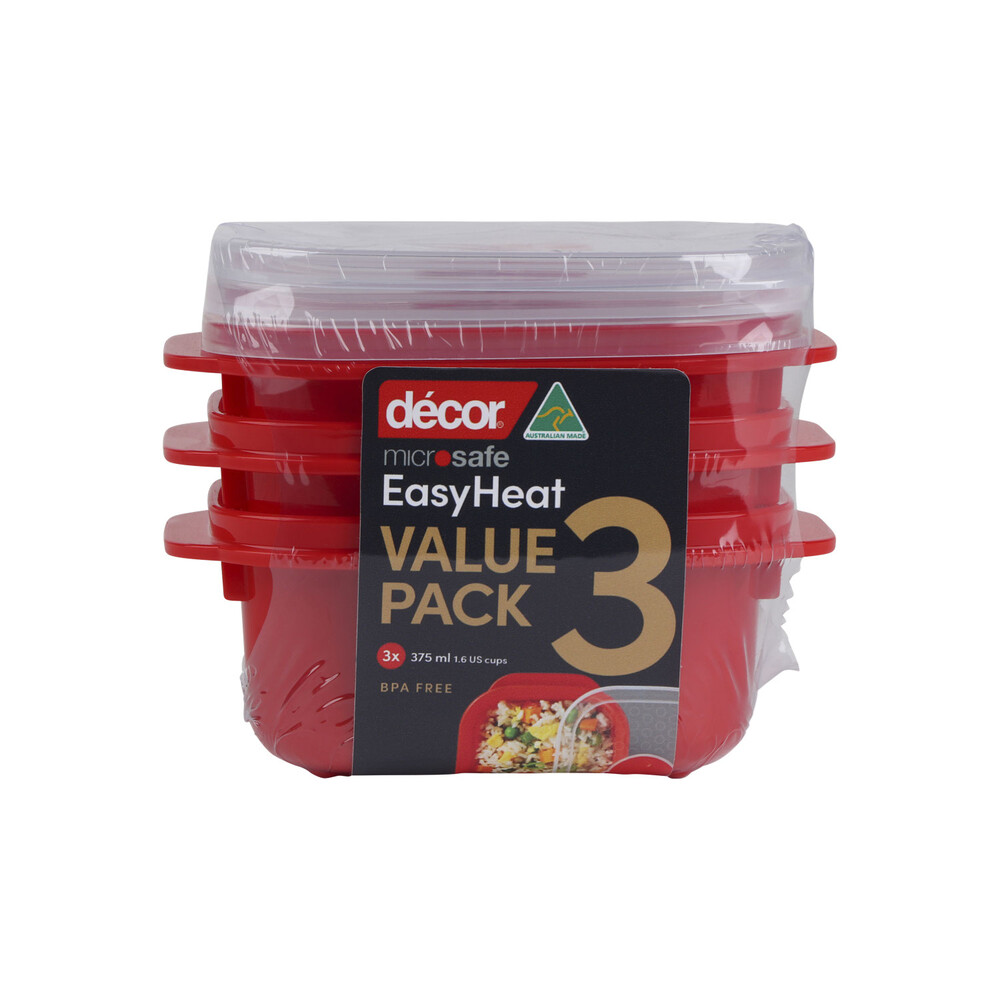 Buy Decor Microsafe Easy Heat Containers 375ml 3 pack | Coles
