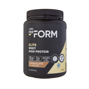 Buy Coles Perform Elite Whey High Protein Powder Chocolate 500g | Coles