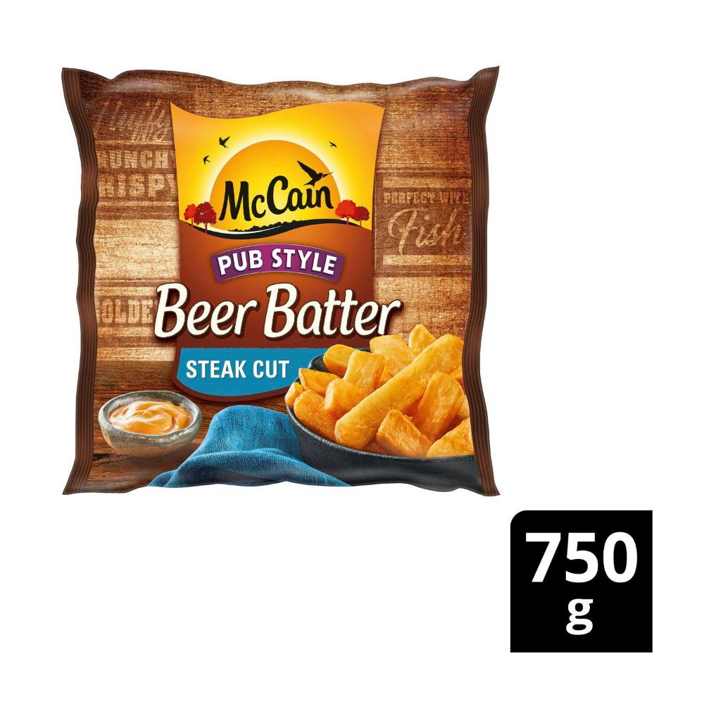 Buy McCain Beer Batter Potato Chips Frozen Steak Cut 750g | Coles
