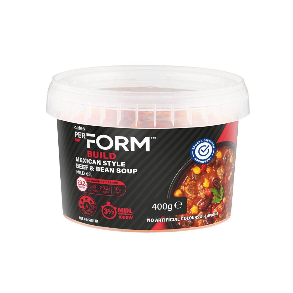 Buy Coles Perform Mexican Style Beef & Bean Soup 400g | Coles