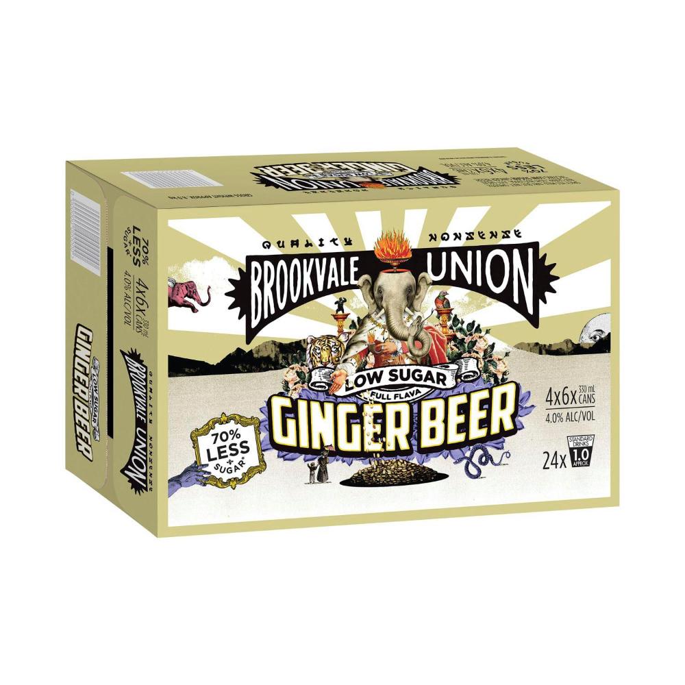 Buy Brookvale Union Ginger Beer Low Sugar Can 330mL 24 Pack | Coles