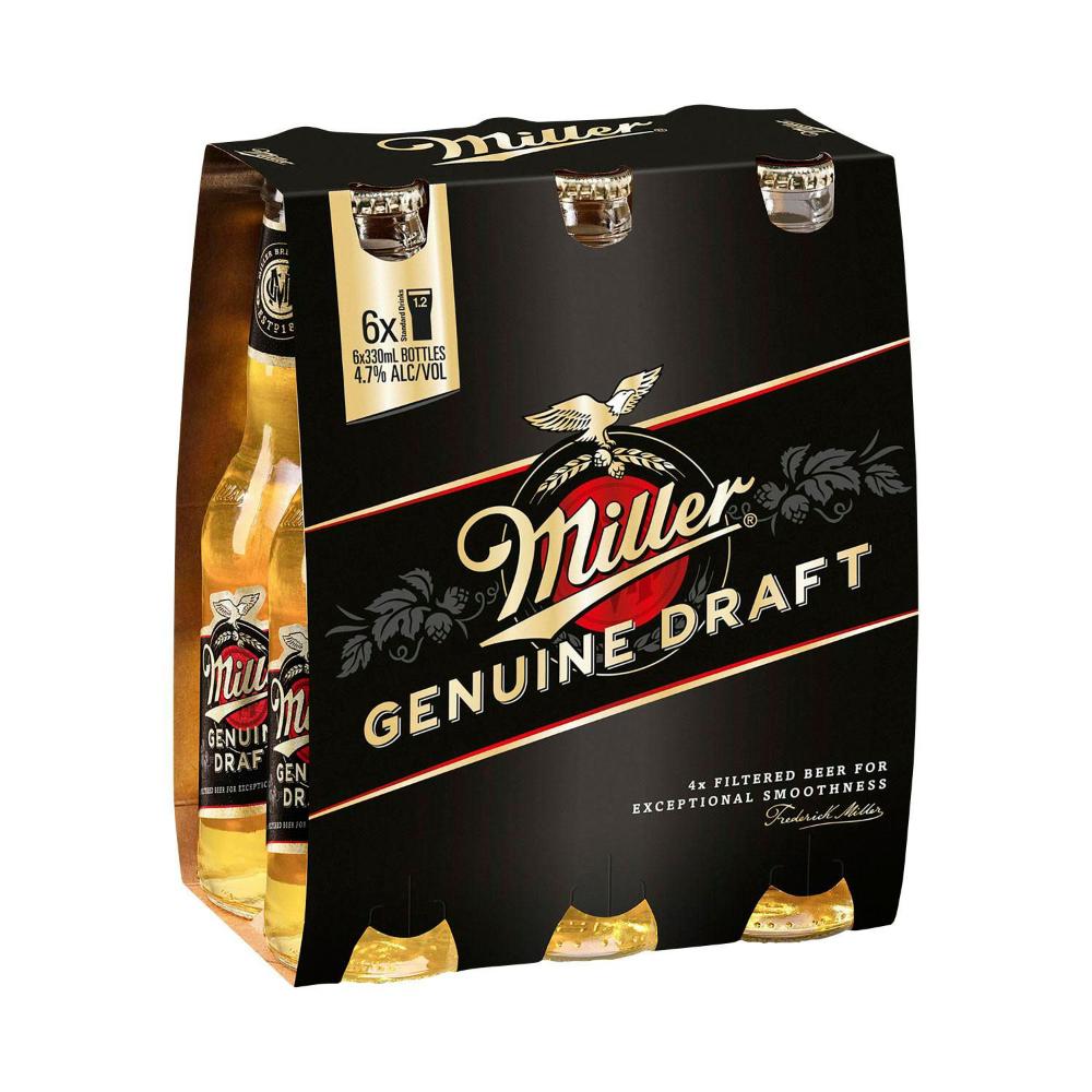 Buy Miller Genuine Draft Bottle 330ml 6 Pack | Coles