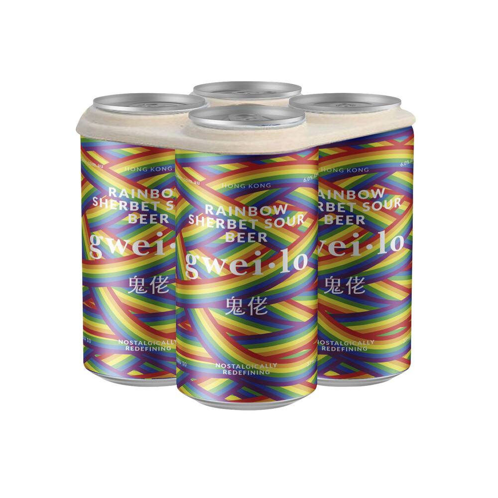 Buy Gweilo Rainbow Sherbet Sour Can 375ml 4 Pack | Coles