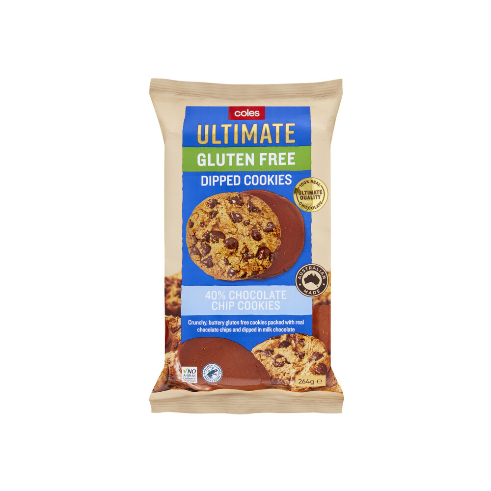 Buy Coles Ultimate Gluten Free Dipped Cookies 40% Chocolate Chip ...