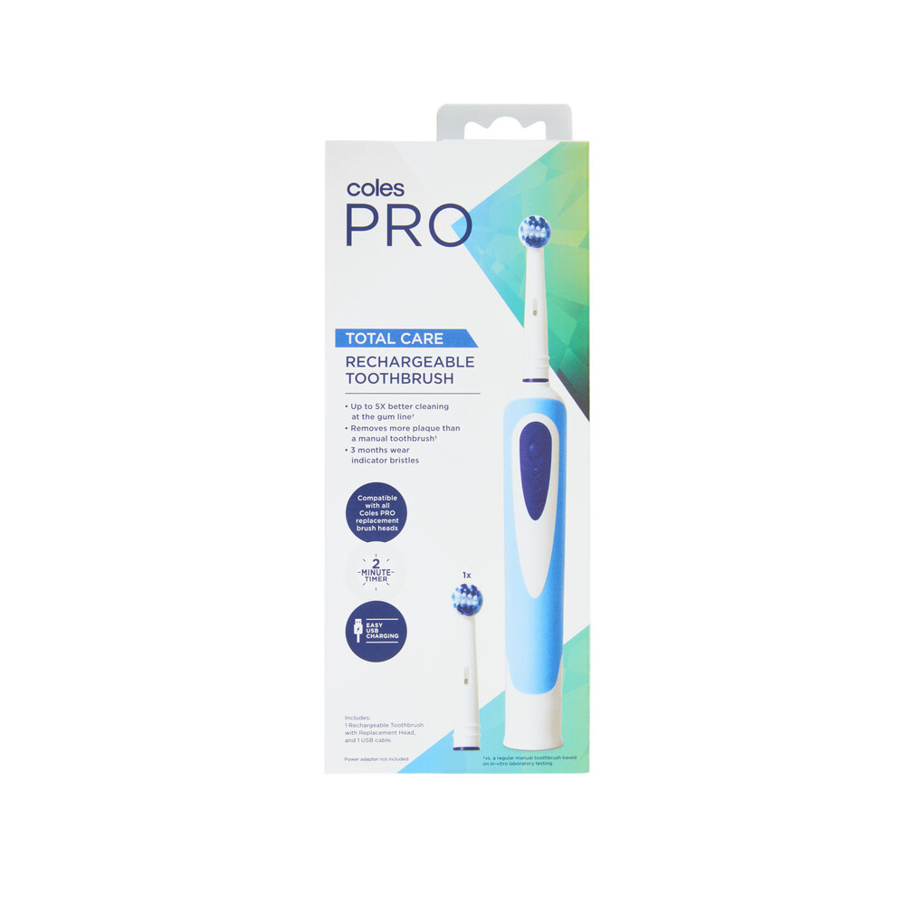 Buy Coles Pro Total Care Rechargeble USB Toothbrush 1 each | Coles