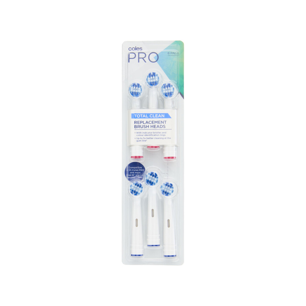 Buy Coles Pro Total Clean Replacement Brush Heads 6 pack | Coles