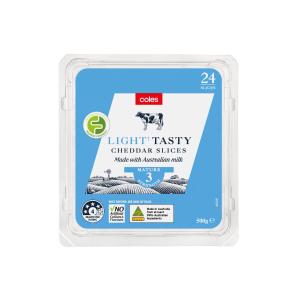 Buy Coles Tasty Light Cheese Slices 24 Pack 500g | Coles