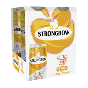 Buy Strongbow Ultra Mango Cider Can 330mL 4 Pack | Coles