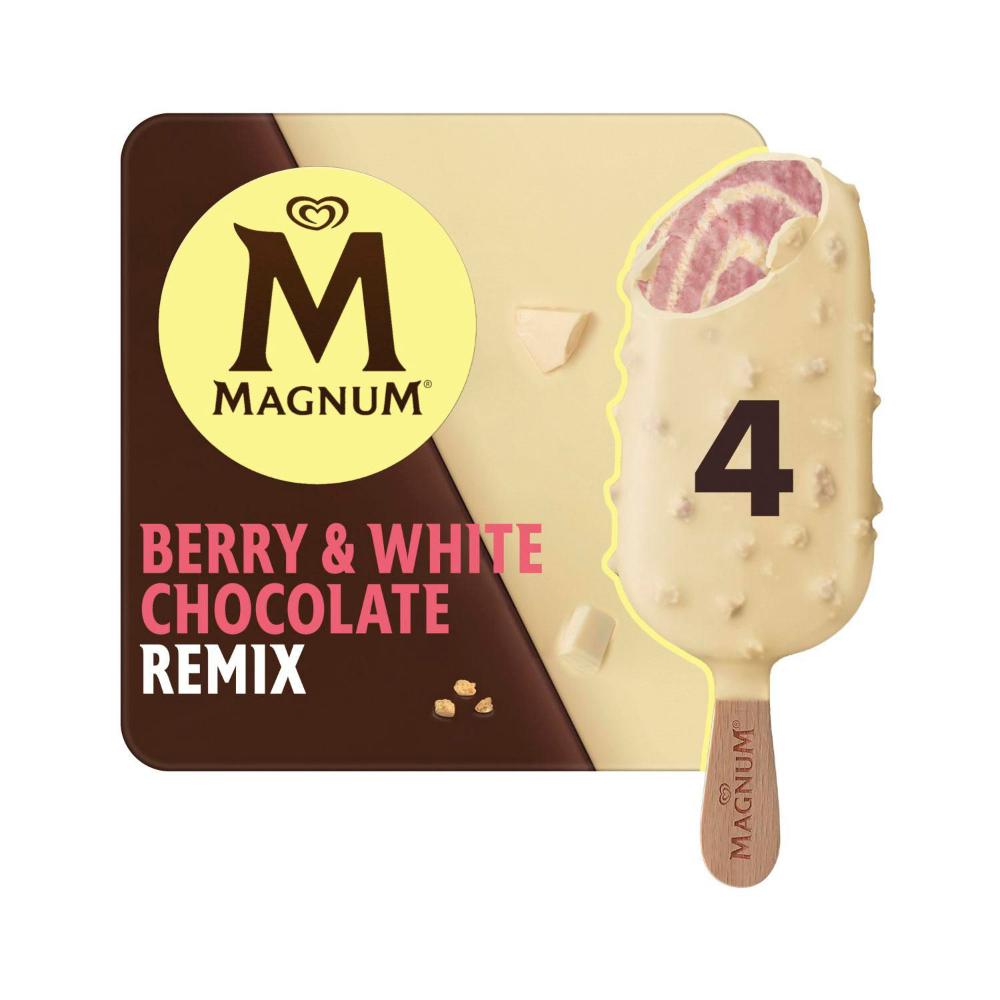 Buy Magnum Berry & White Chocolate Remix Ice Cream 4 Pack 360mL | Coles