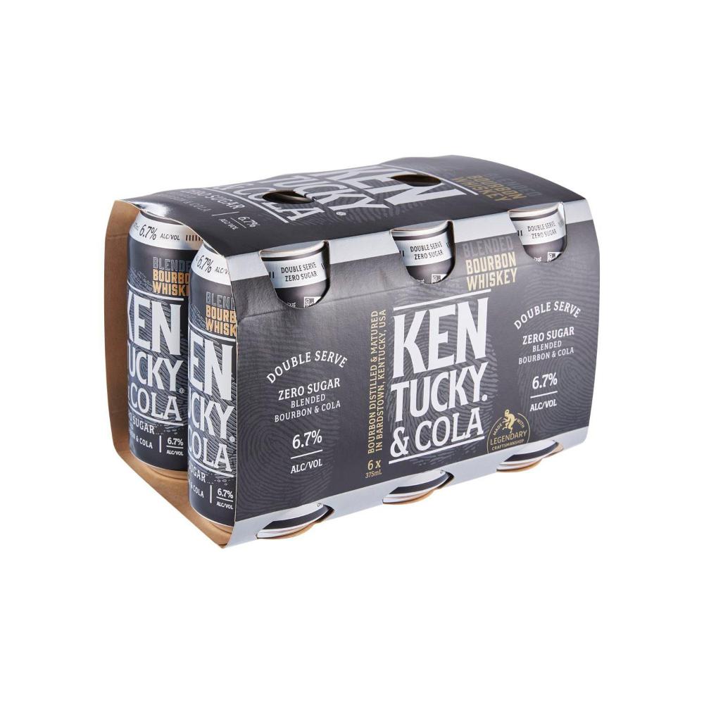 Buy Kentucky Bourbon Double Serve & Cola No Sugar Can 375ml 6 Pack | Coles