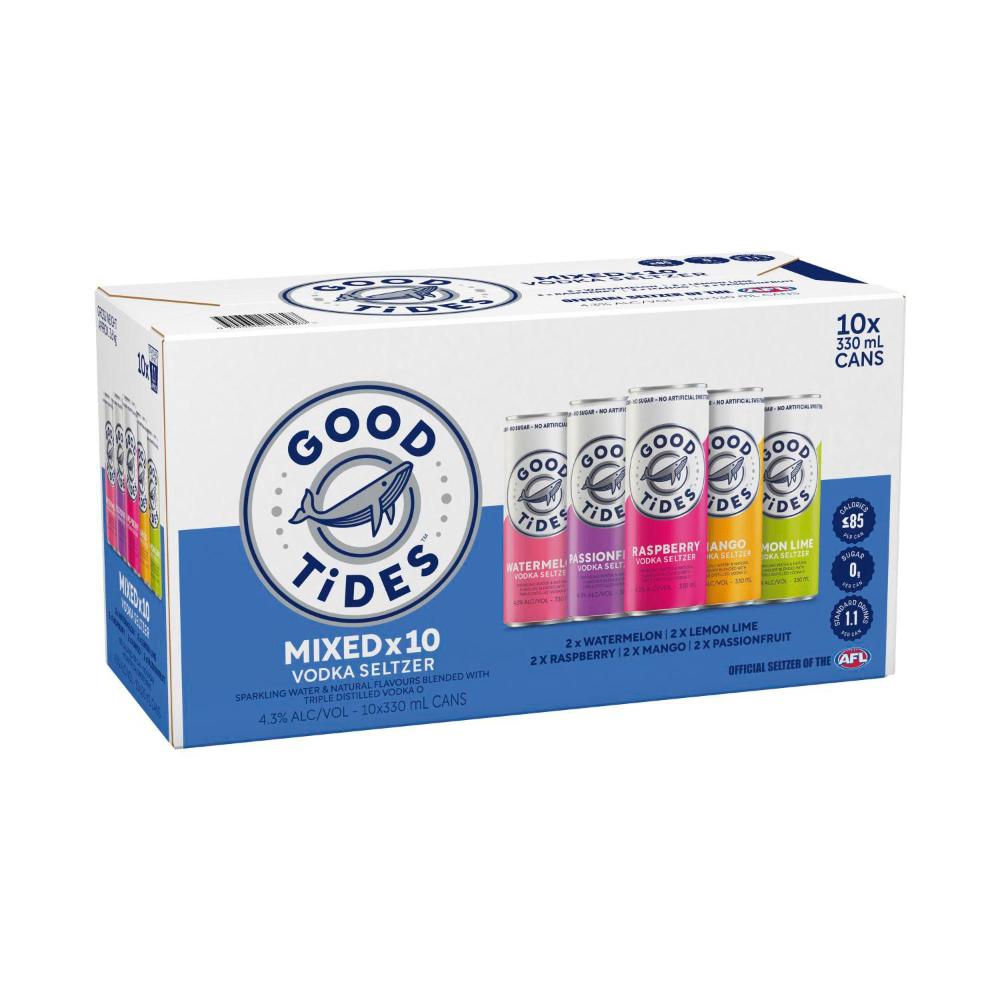 Buy Good Tides Mixed Seltzer Mixed Can 330ml 10 Pack | Coles