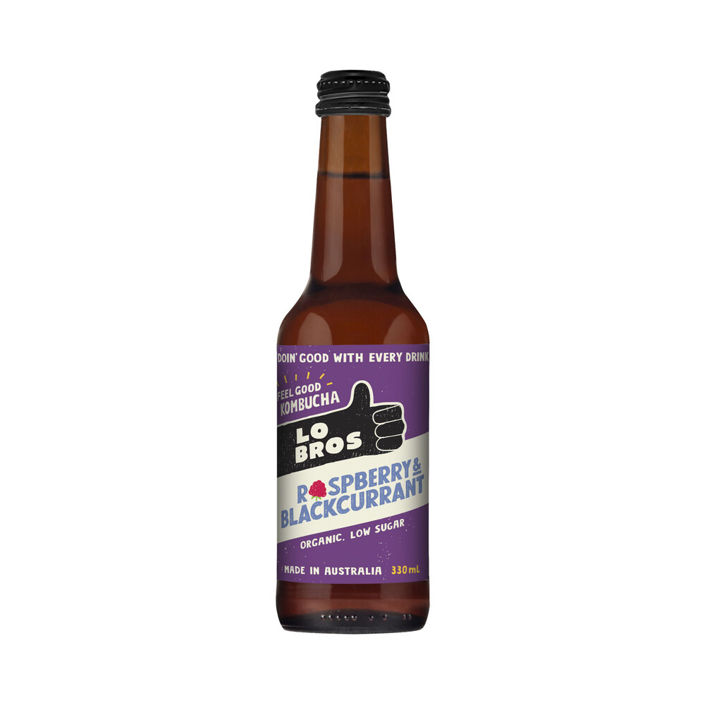 Buy Lo Bros Kombucha Raspberry & Blackcurrant 330mL | Coles