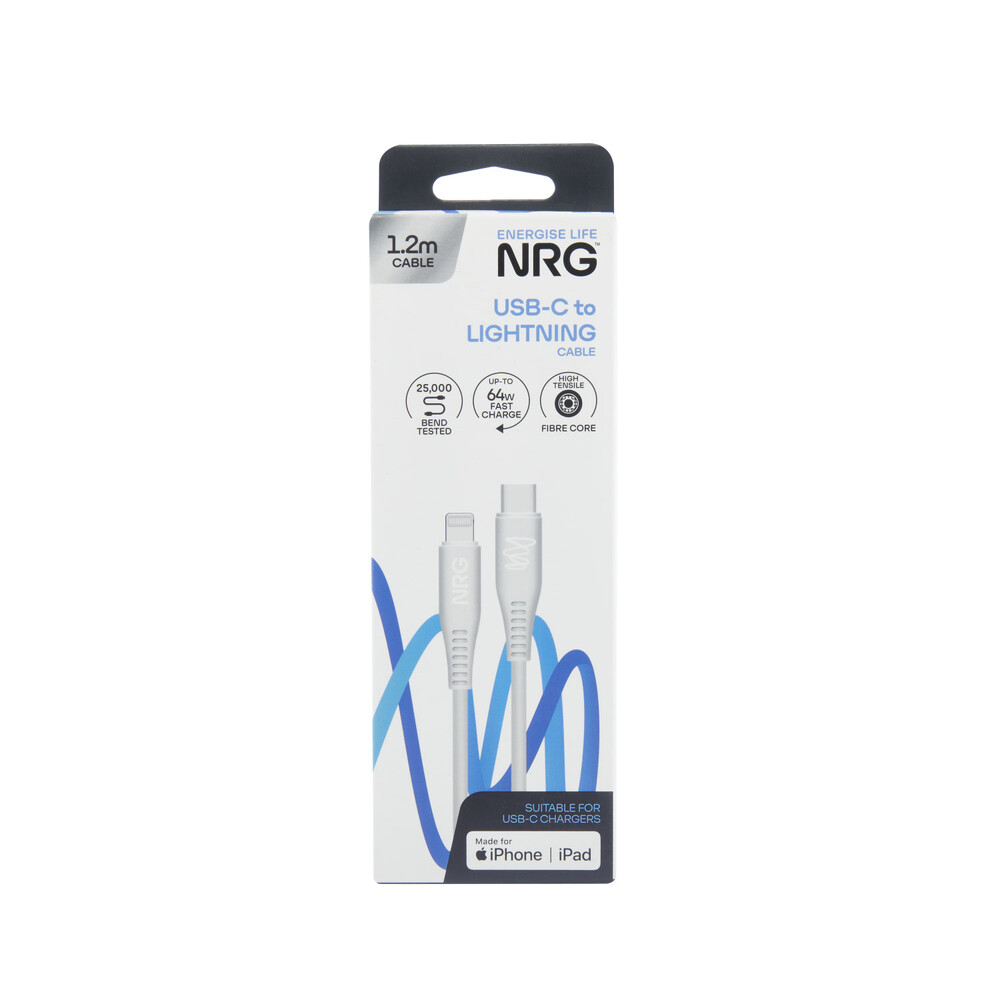 Buy NRG 1.2m Usb-c To Lightning Cable White 1 Each | Coles