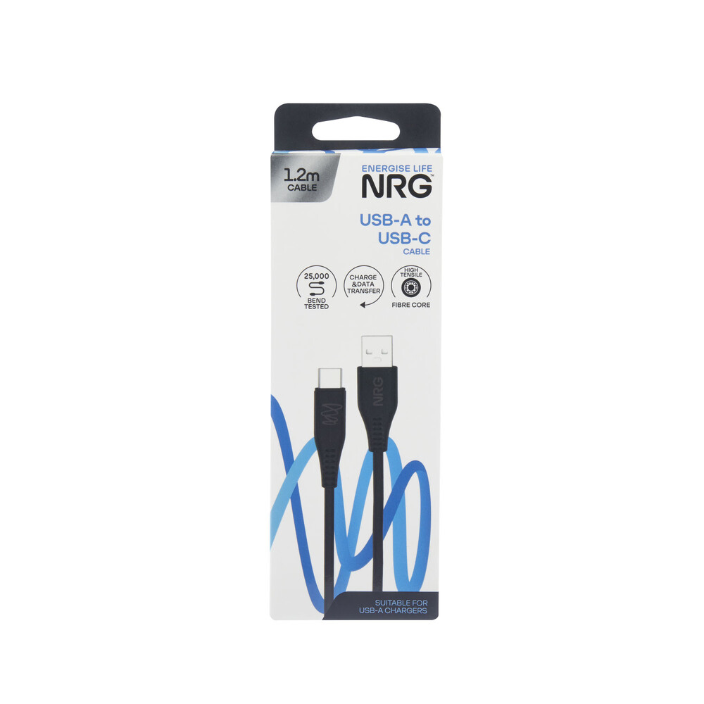 Buy NRG 1.2m Usb-a To Usb-c Cable Black 1 Pack | Coles