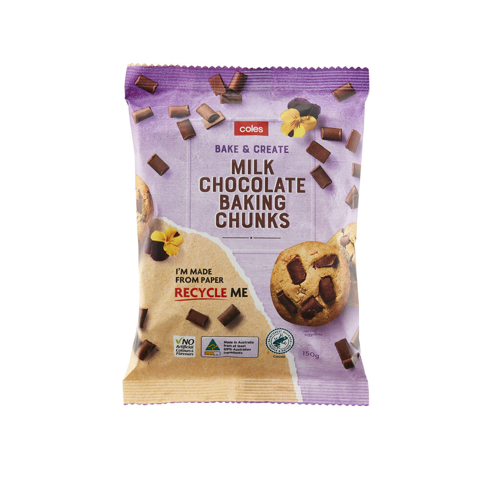 Buy Coles Bake & Create Chocolate Chunks Milk 150g | Coles