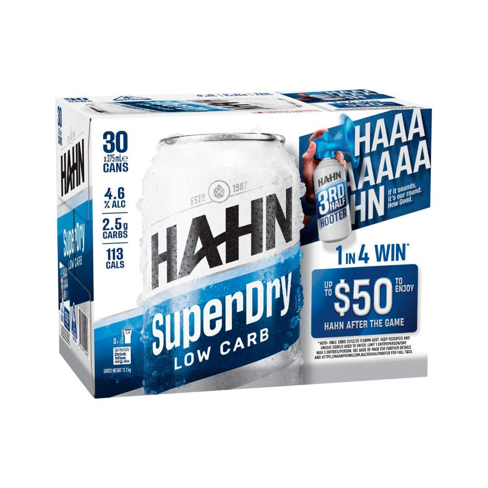 Buy Hahn Super Dry Block Can 375ml 30 Pack | Coles