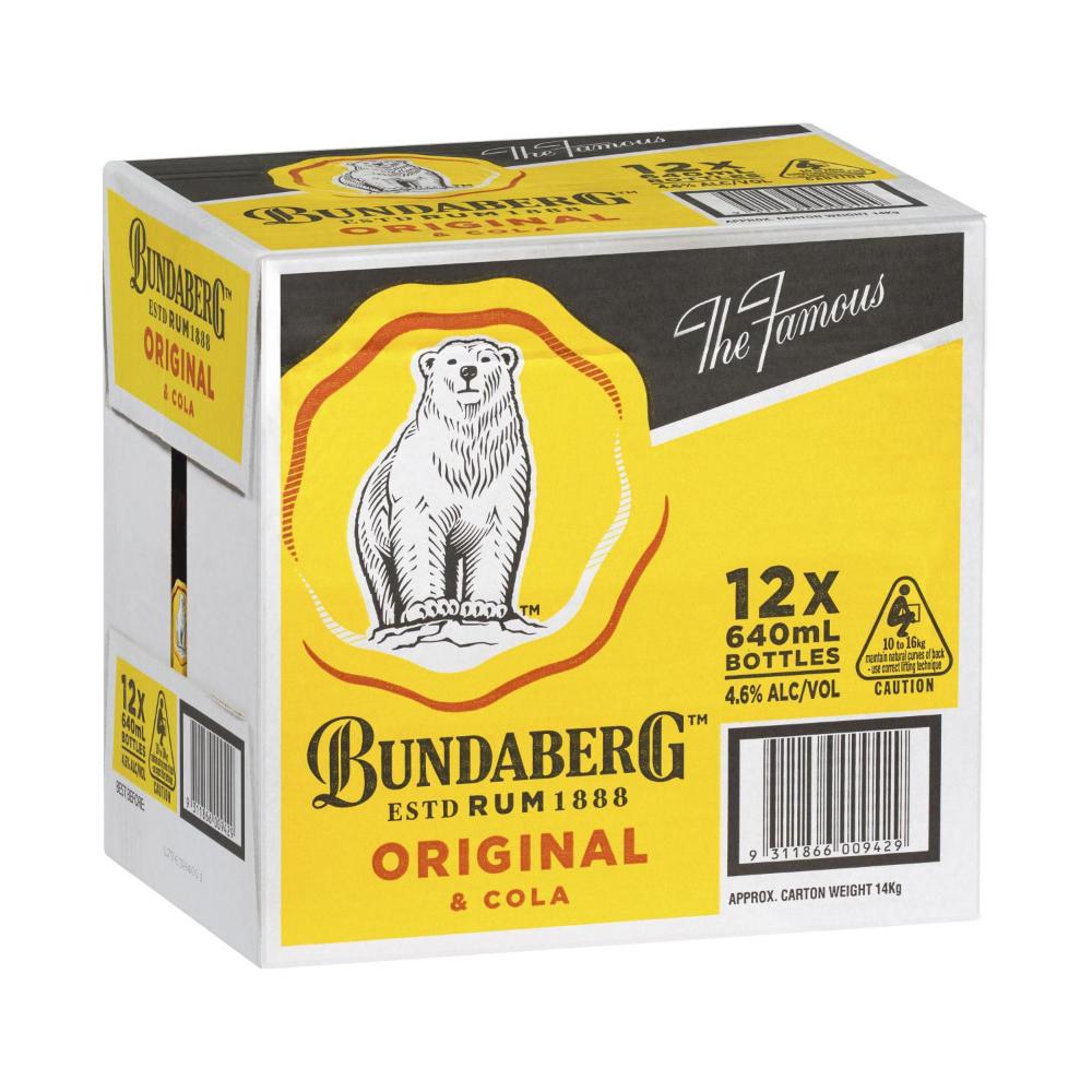 Buy Bundaberg & Cola Bottle 640ml 12 Pack | Coles