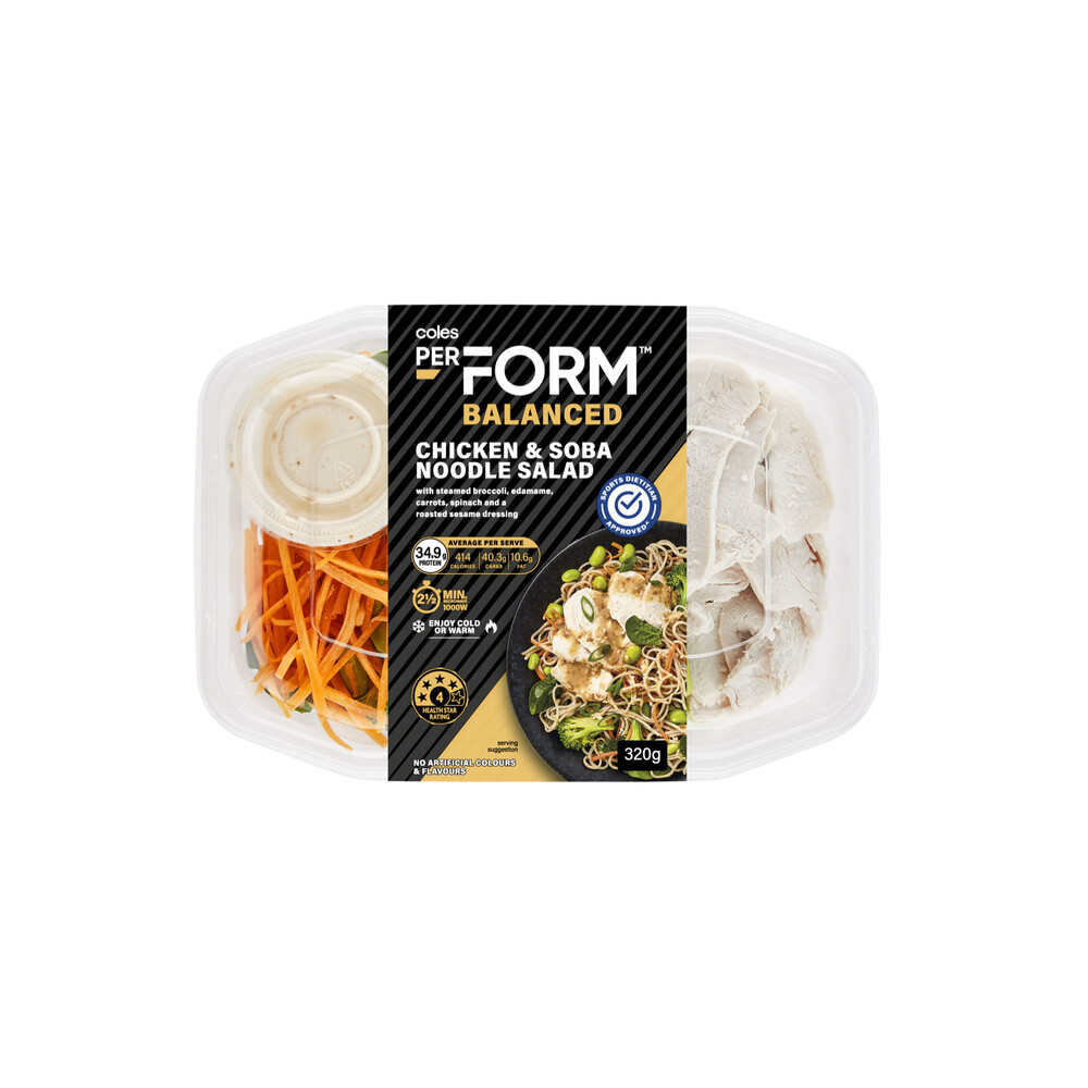 Buy Coles Perform Balanced Chicken Soba Noodle Salad 320g | Coles