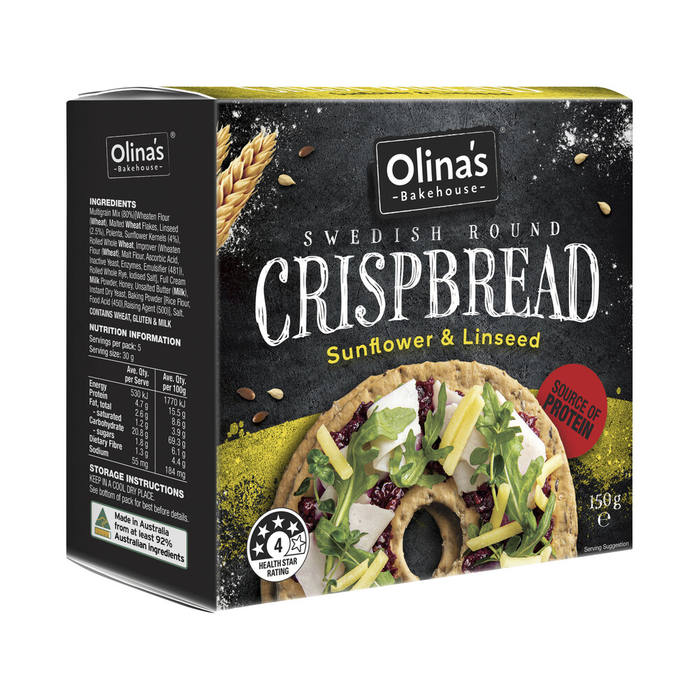 Buy Olinas Swedish Round Crispbread Sunflower Seeds & Oats 150g | Coles