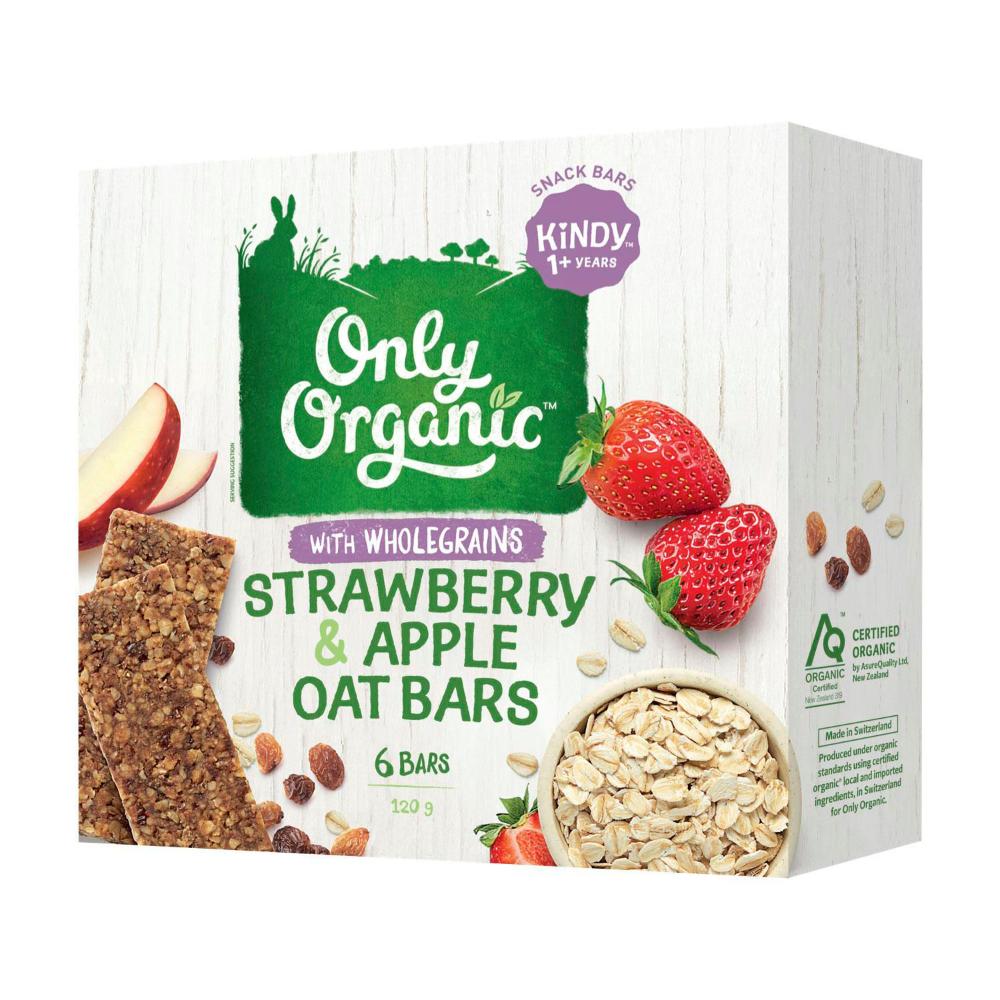 Buy Only Organic Kindy Strawberry & Apple Oat Bars 120g | Coles